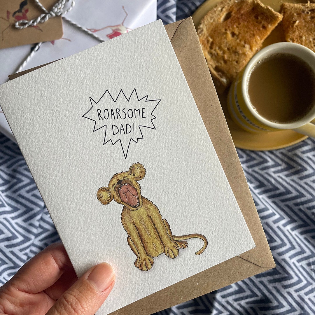 Roarsome Dad Card: Father's Day or Birthday Card, Lion Cub Illustration ...