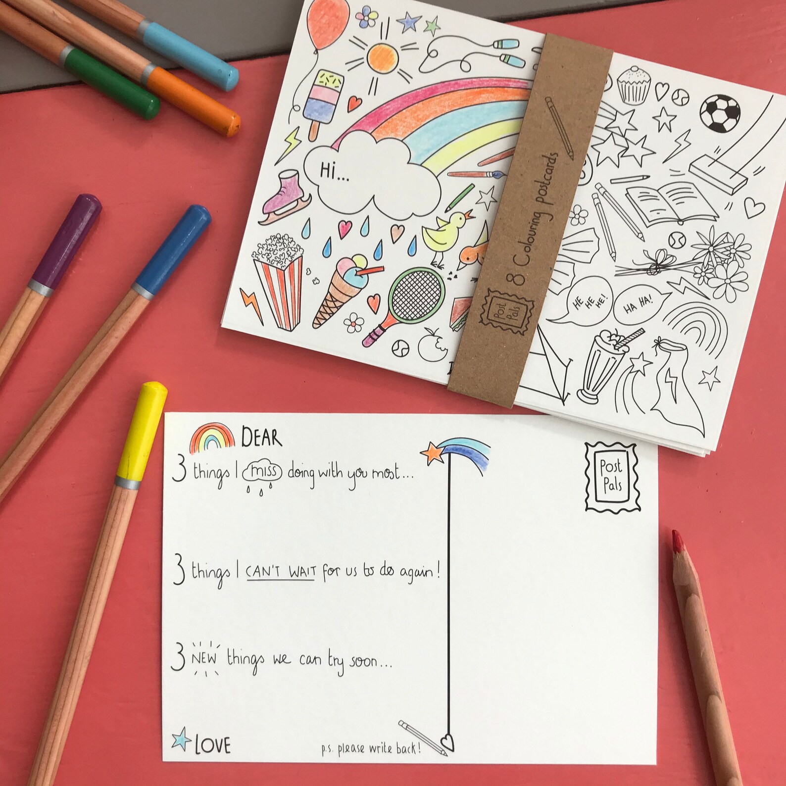 Kid's Colouring Postcards With Writing Prompts 8 Pack of - Etsy UK
