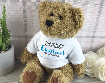 Christening Teddy Bear - Etsy UK