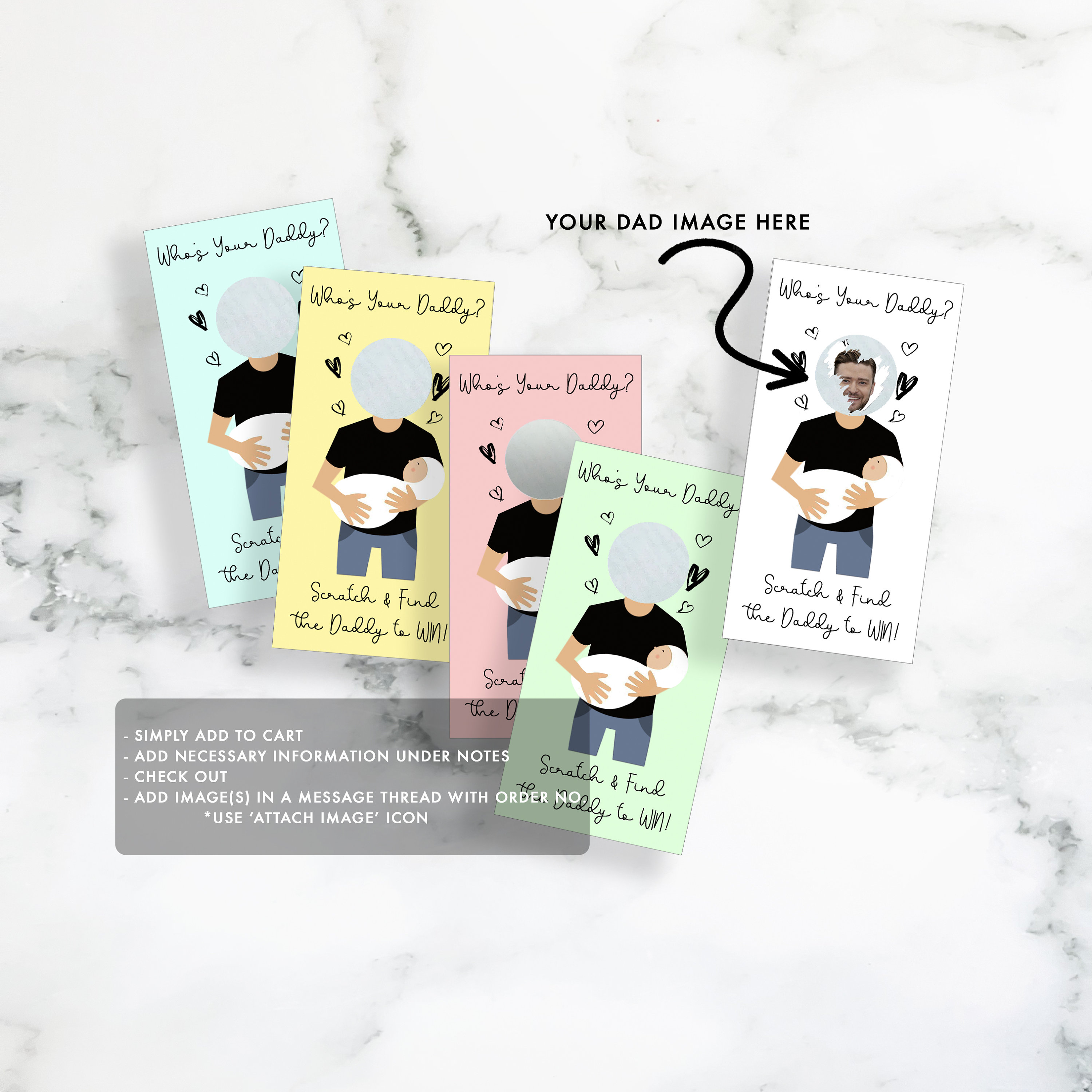 Baby Shower "who's Your Daddy" Scratchers Scratch off Lottery Tickets ...