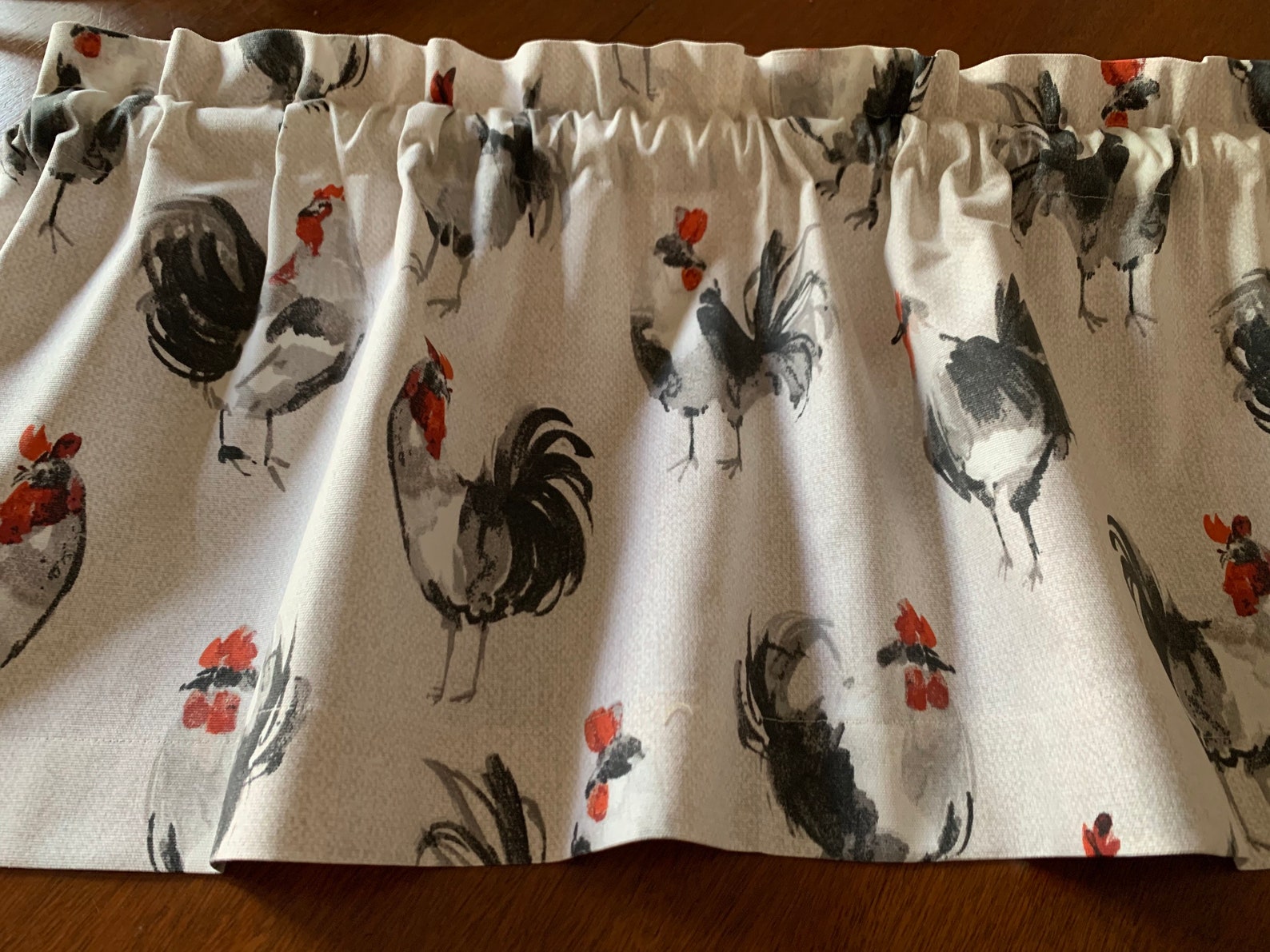 Classic Rooster Valance With Modern Colors of Gray With | Etsy