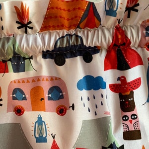 Modern Camping Valance With Mobile Campers, Tents, Totem Poles, Camp ...