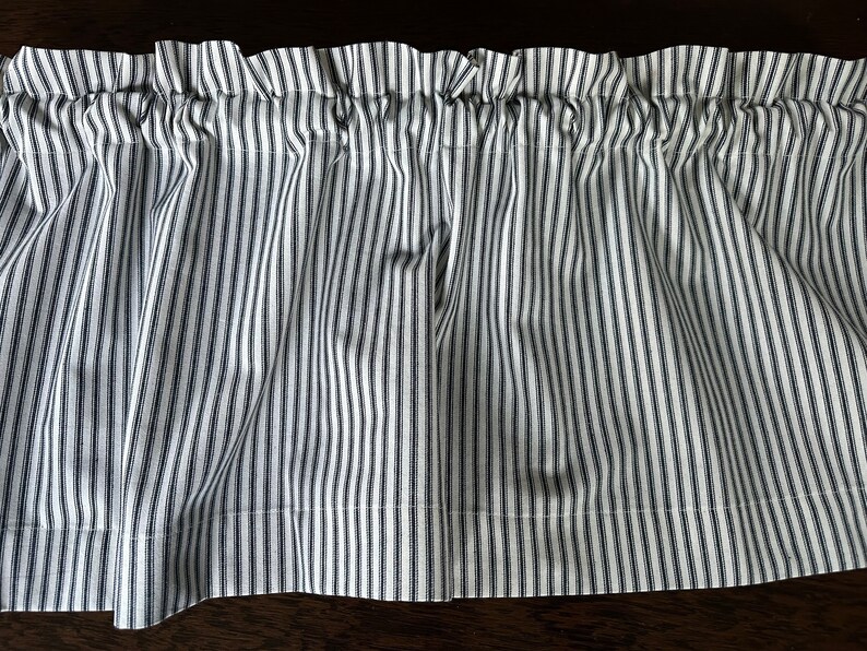 Classic Blue and Cream Stripe Ticking Valance. New Handmade - Etsy
