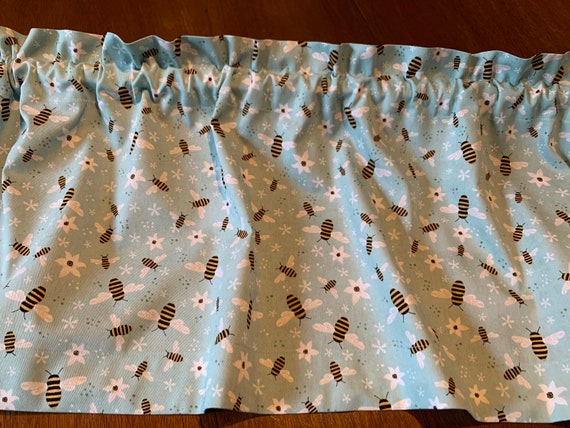Bee Valance With Modern Contemporary Look in a Blue Misty | Etsy