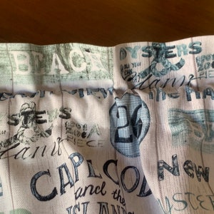 Beach Cottage Valance With Words Hampton, Cape Cod in Blues and Grays ...