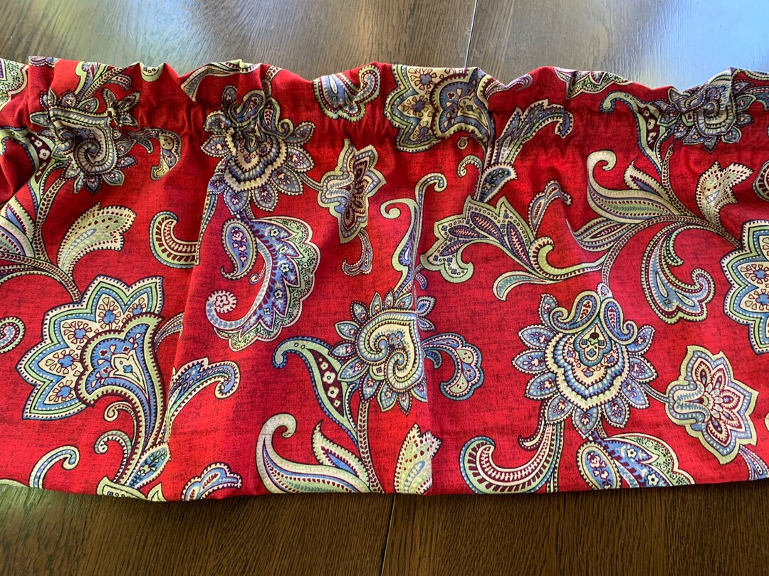 Waverly Red Paisley Valance With Blue, Purple, Greens, Black. New - Etsy