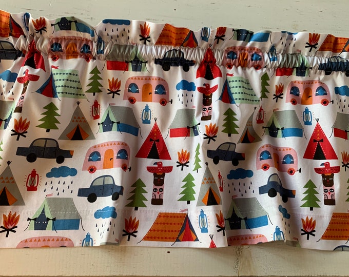 Modern Camping Valance With Mobile Campers Tents Totem - Etsy
