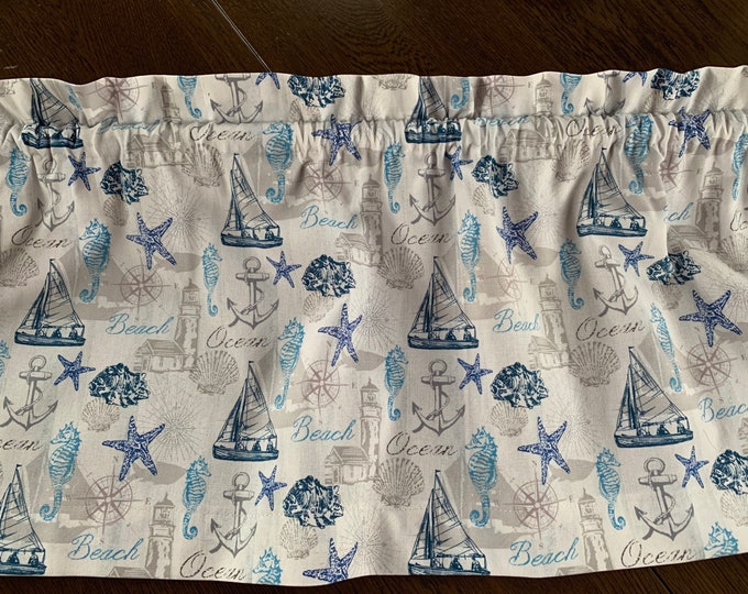 Nautical Coastal Beach Cottage Valance With Lighthouse - Etsy