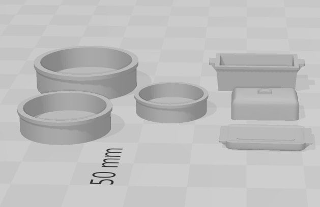 STL FILE - Dollhouse Kitchen -baking Pans - Butter Dish- 12th Scale ...