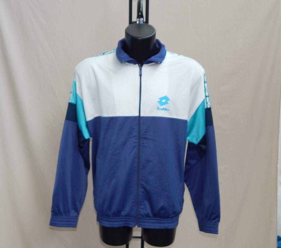 LOTTO Vintage 90s Adults' Tennis Training Tracksuit Top Jacket. Size ...