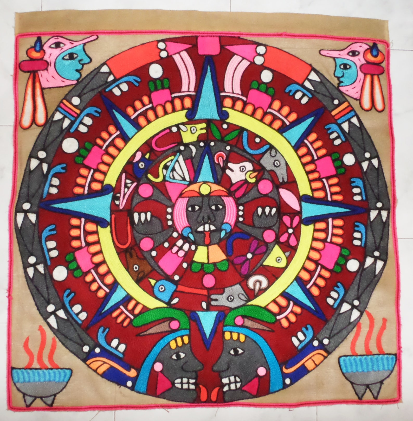 Mayan Calendar Rare Vintage Hand Made Large Framework 88 X 92 Cm - Etsy