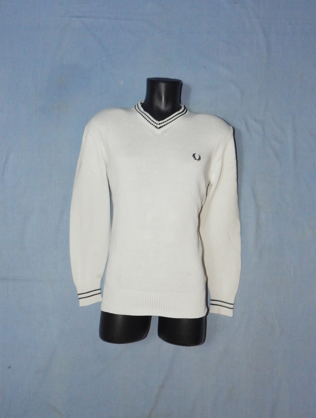 Fred Perry London Vintage Men's Retro Style V-neck Cotton Knit Jumper ...