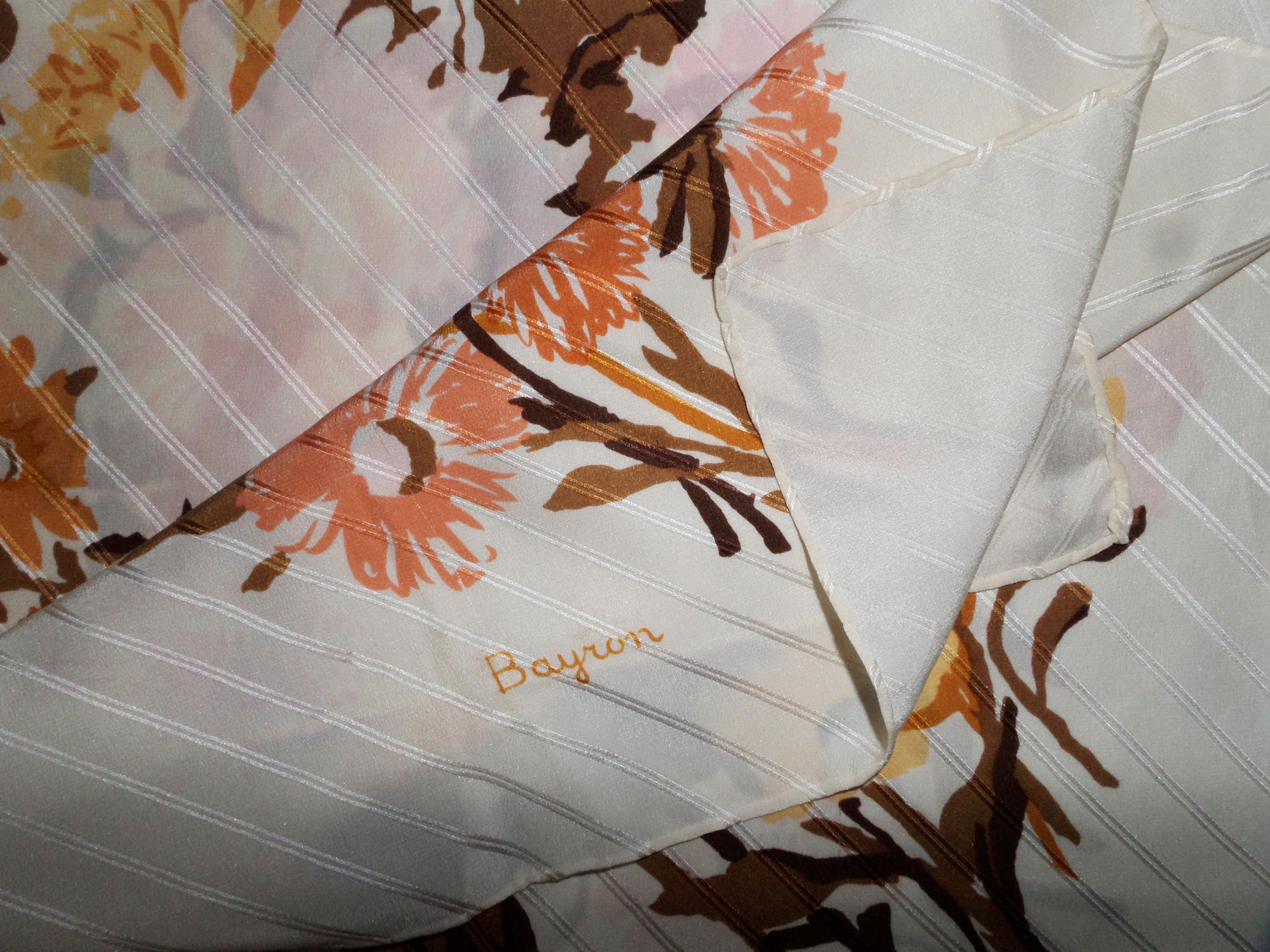 BAYRON VINTAGE Pure SILK Floral Scarf 87x87 Cm. - Etsy UK