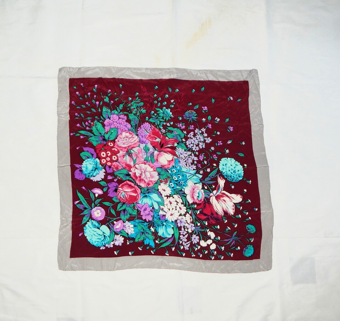 Valentina Made in Italy Stunning Vintage 80s 100% Silk Flower Pattern ...