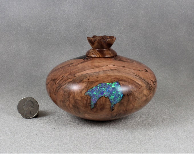 Small Wooden Urn 21 Cu. In. Handmade Stabilized Spalted Buckeye Opal ...
