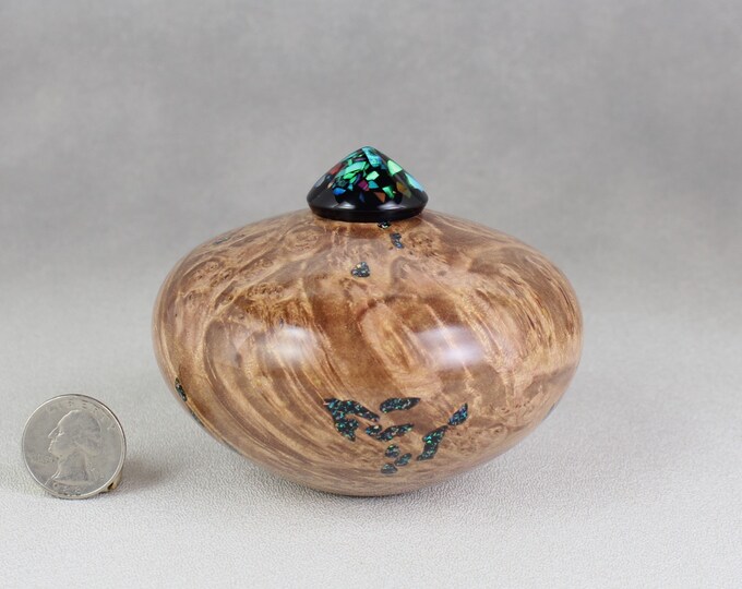 Small Keepsake Urn 14 Cu. In. Handmade Stabilized Maple Burl Opal Inlay ...