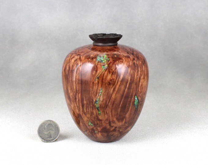 Small Wooden Urn (21 Cu. In.) Handmade Maple Burl Vase Unique Design ...