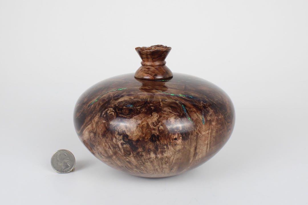 Handmade Maple Burl Urn With Opal Inlay: Small Memorial Vessel - Etsy