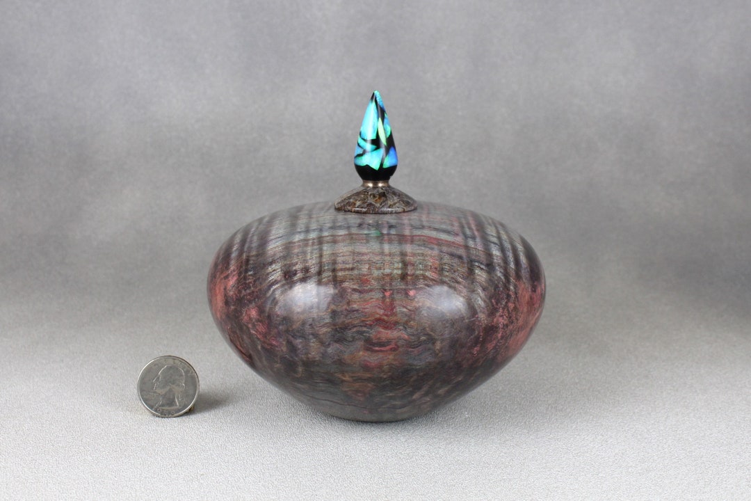 Small Wooden Urn 34 Cu. In. Handmade Maple Vessel Inlayed Urn ...
