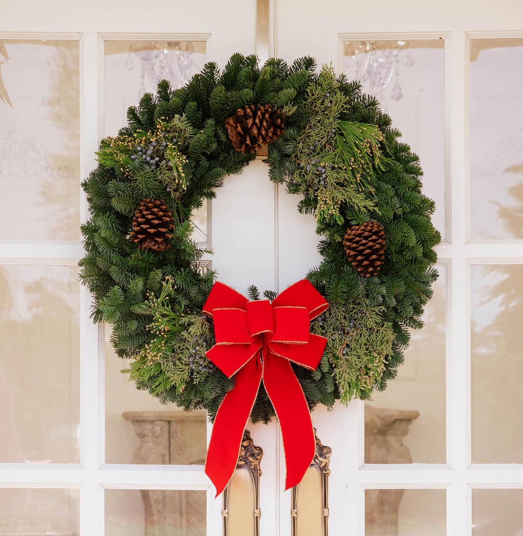 TRADITIONAL WREATH. Fresh Noble Fir, Real Wreath, Christmas Decor ...
