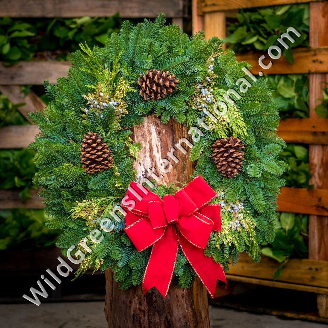 Traditional Wreath, Fresh Noble Fir, Real Wreath, Christmas Decor ...
