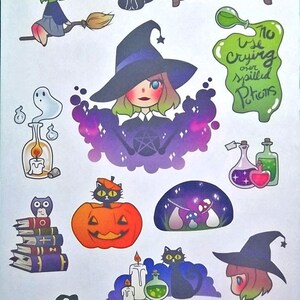 Little Witch Planner Stickers Set! Cute Witch Stickers! Kawaii Witchy ...