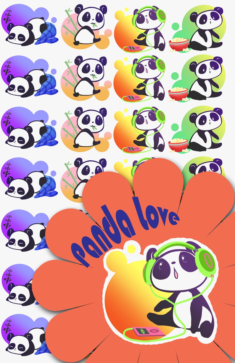 Cute Panda Love Planner Stickers Sleepy Panda Happy Panda - Etsy