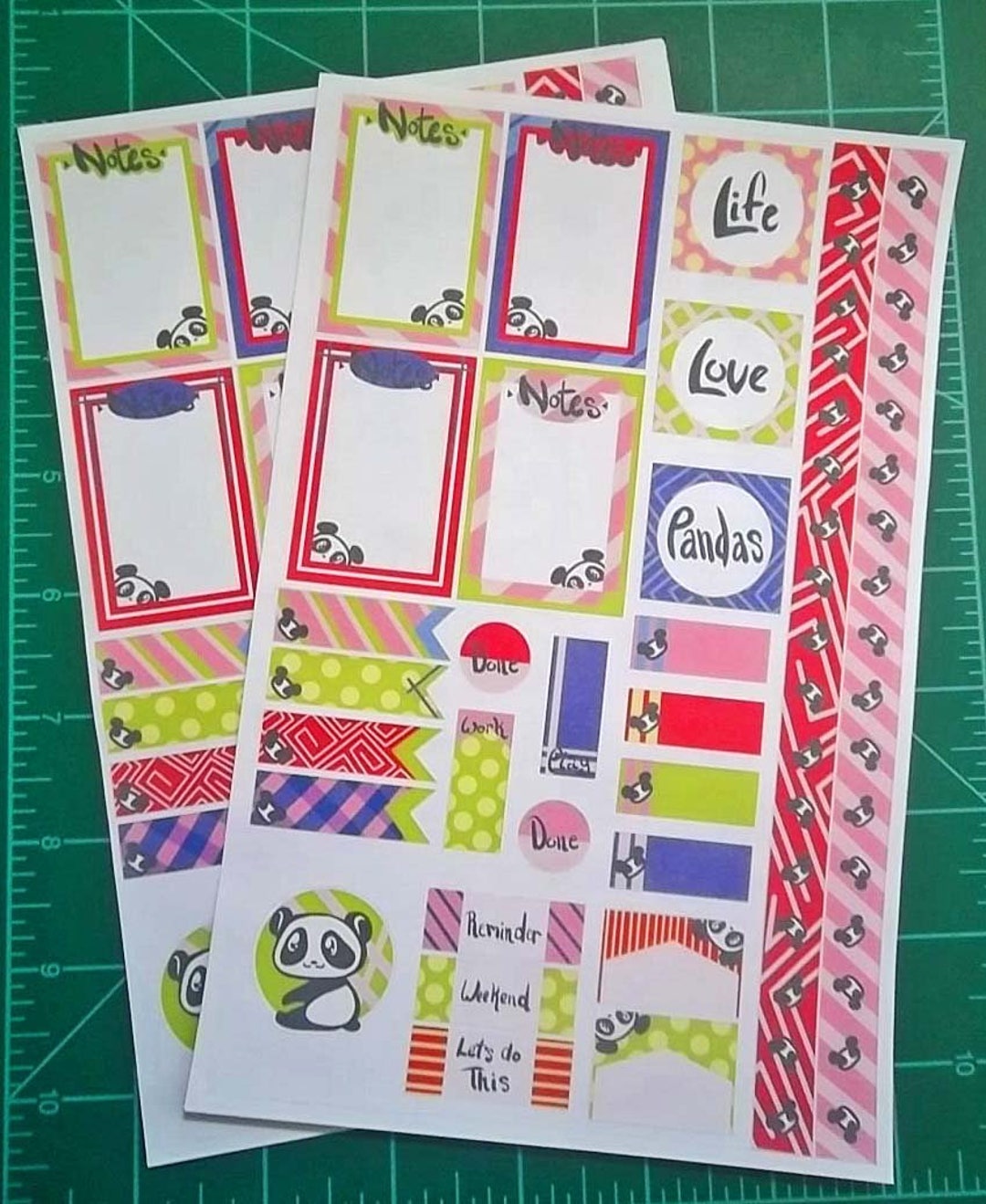 Panda Notes Planner Stickers Cute Weekly Planner Kit Panda - Etsy