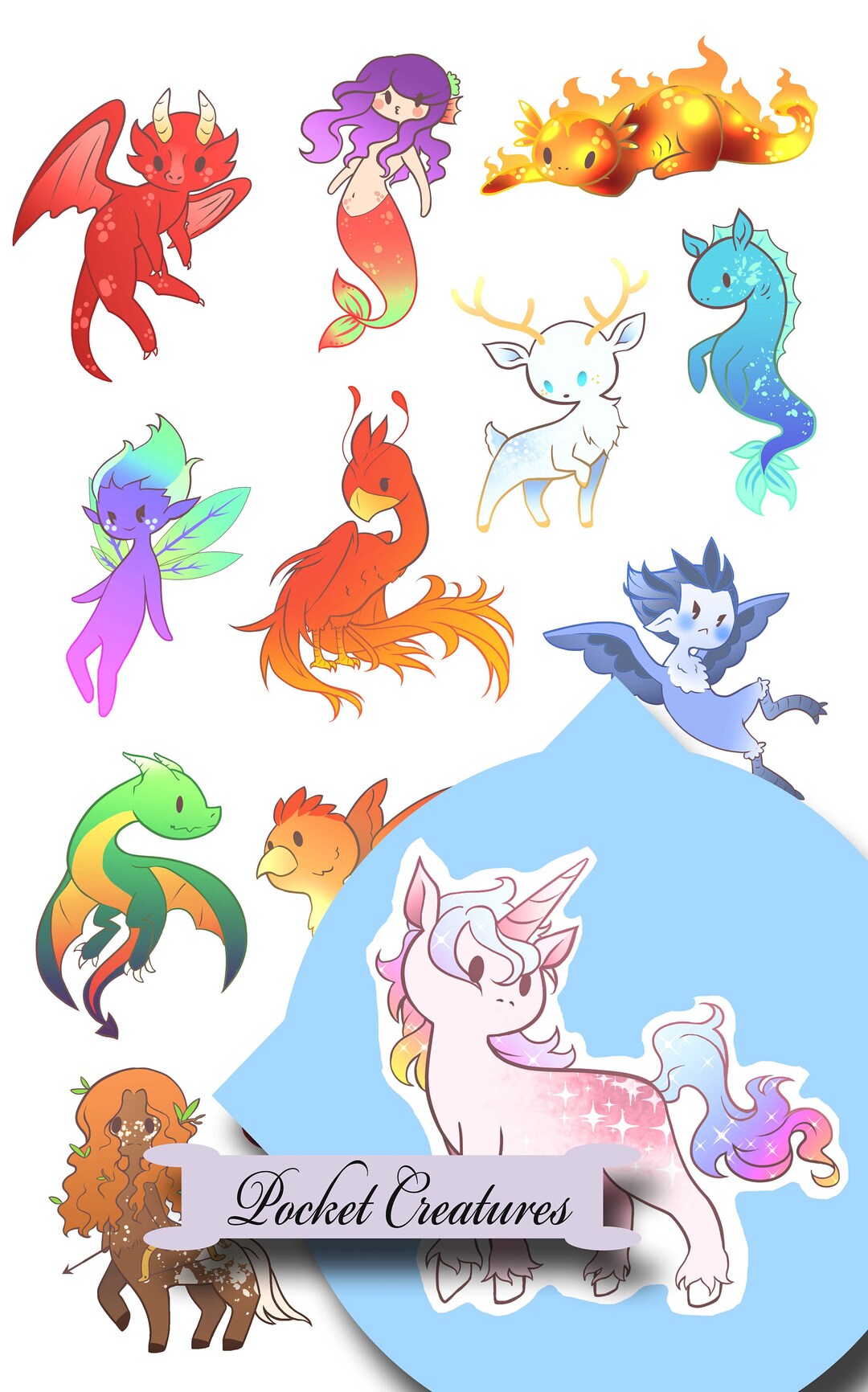 Magical Creature Planner Stickers! (pocket Creatures) Bestiary Stickers ...