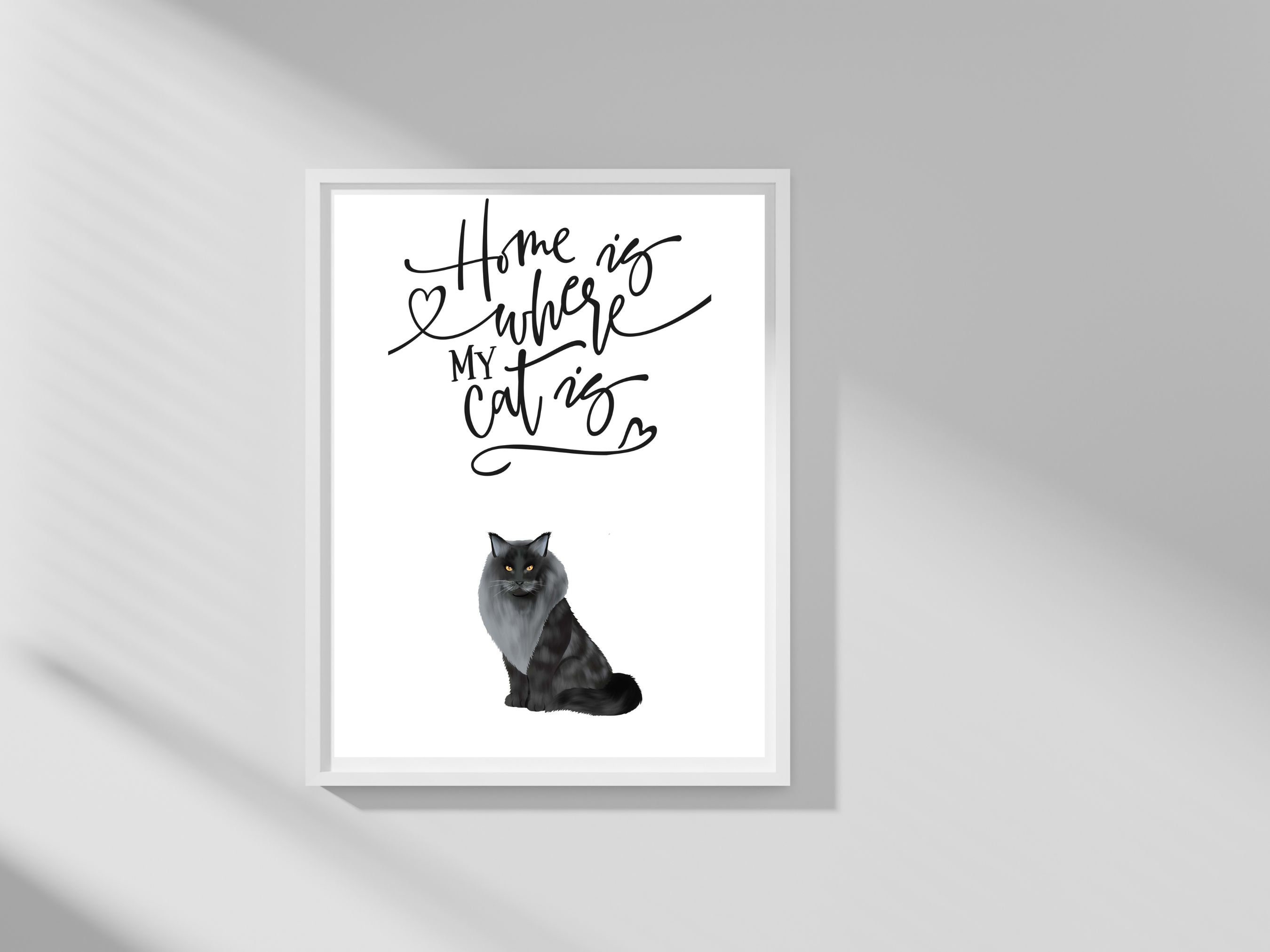 Cat Picture Maine Coon Cat Print Home Picture A4 Home and - Etsy UK