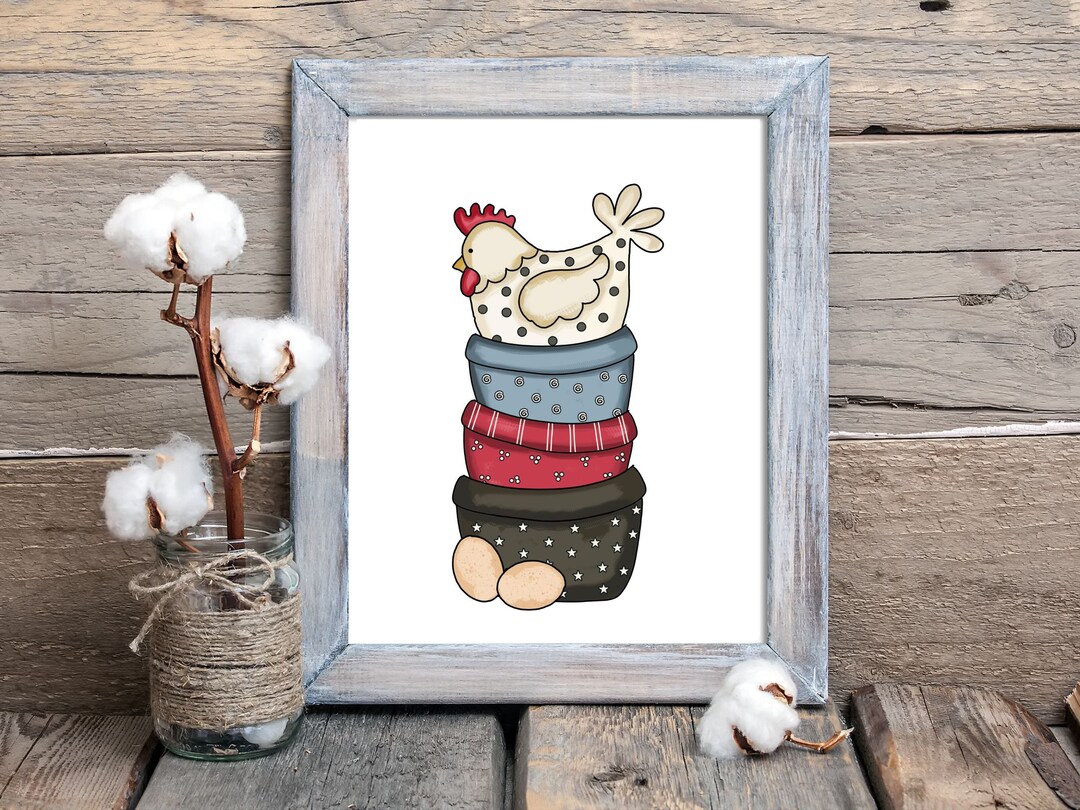 Chicken Picture Hen Print Farmhouse Chicken Decor A4 - Etsy