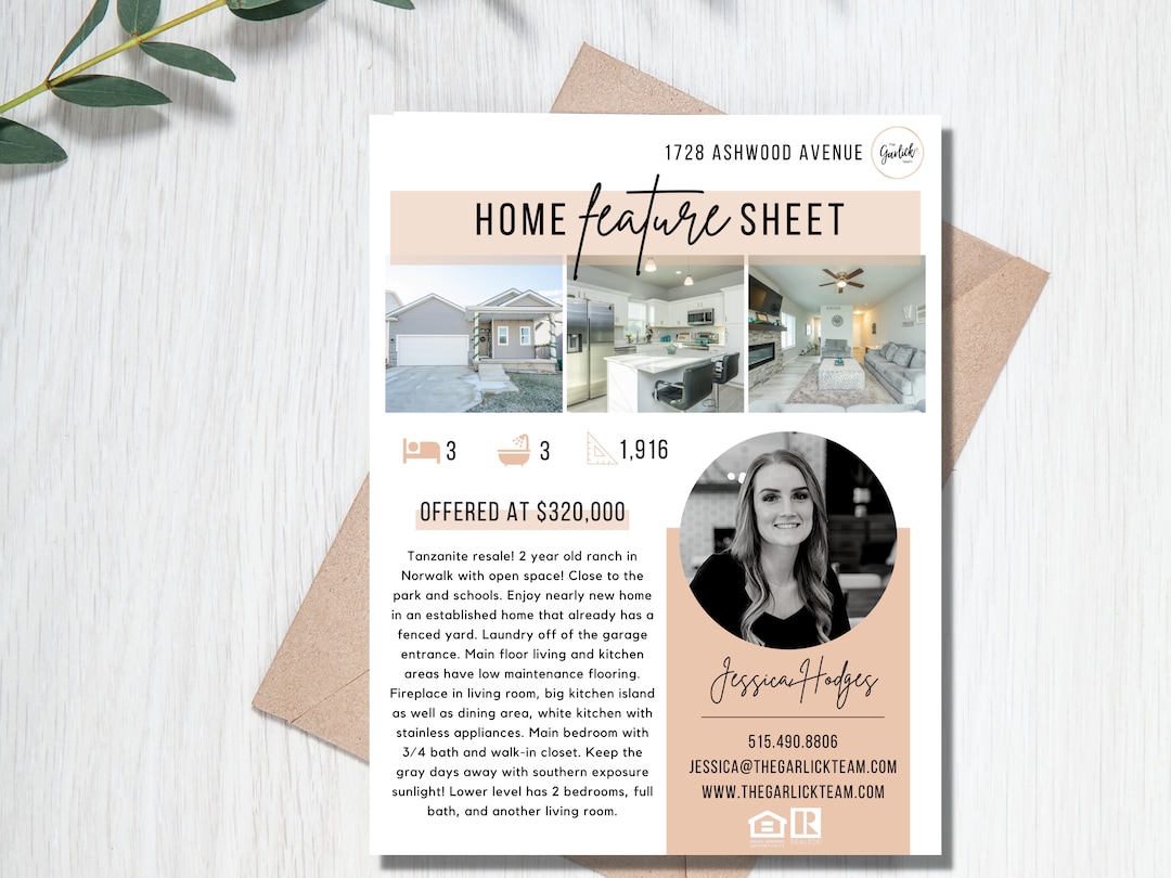 Home Feature Sheet | Open House Flyer | Real Estate Open House Flyer ...