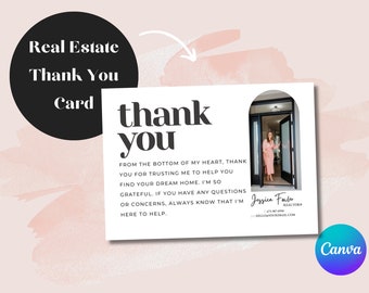 Real Estate Thank You Card Real Estate Marketing Realtor Thank You Card ...