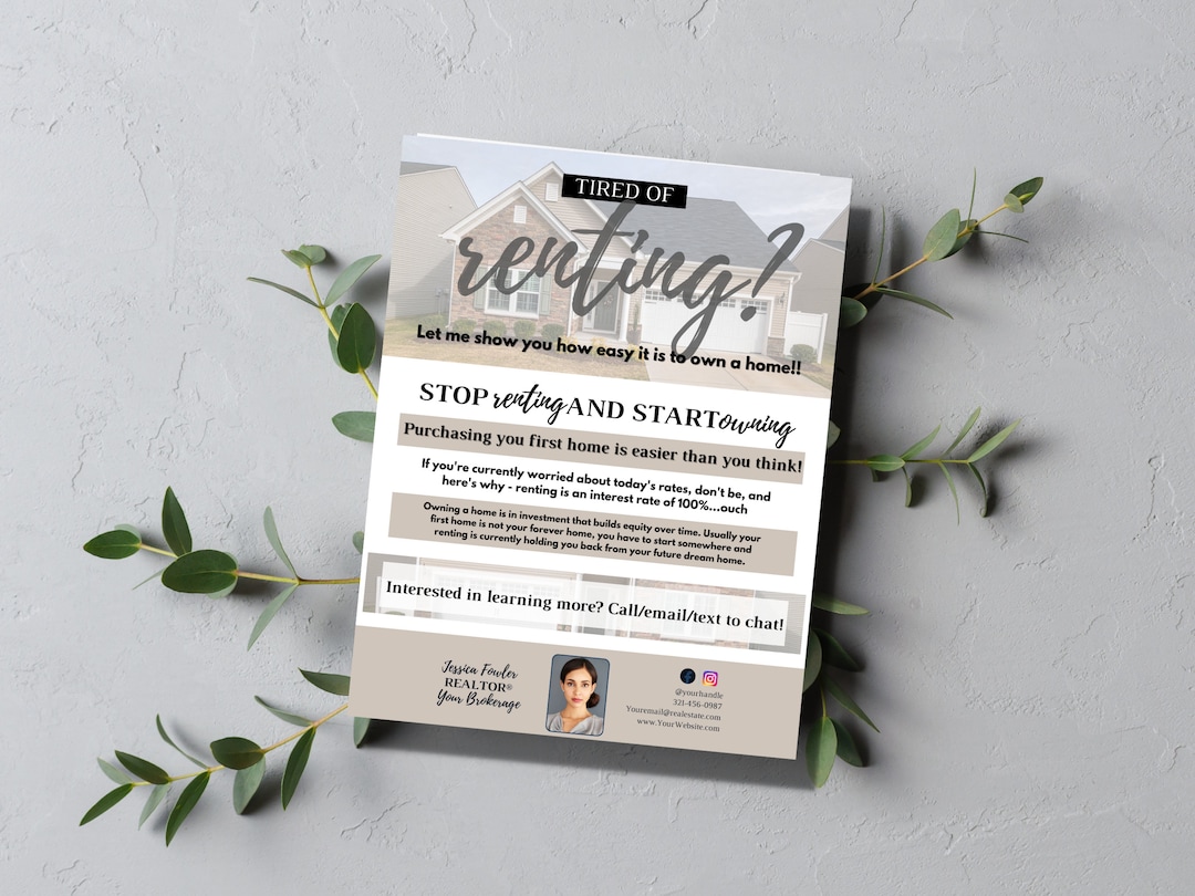 Renting Vs Buying Real Estate Flyer - Editable Realtor Marketing ...