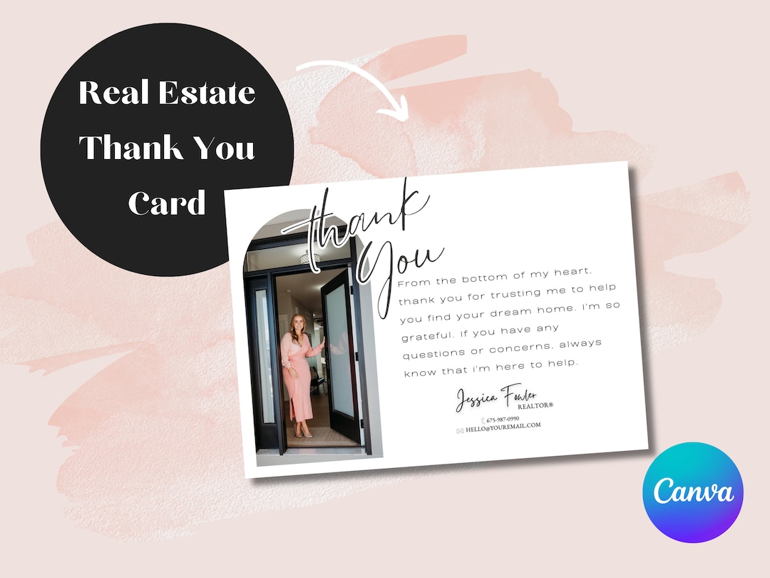 Real Estate Thank You Card | Real Estate Marketing | Realtor Thank You ... Real Estate Thank You Card | Real Estate Marketing | Realtor Thank You ...