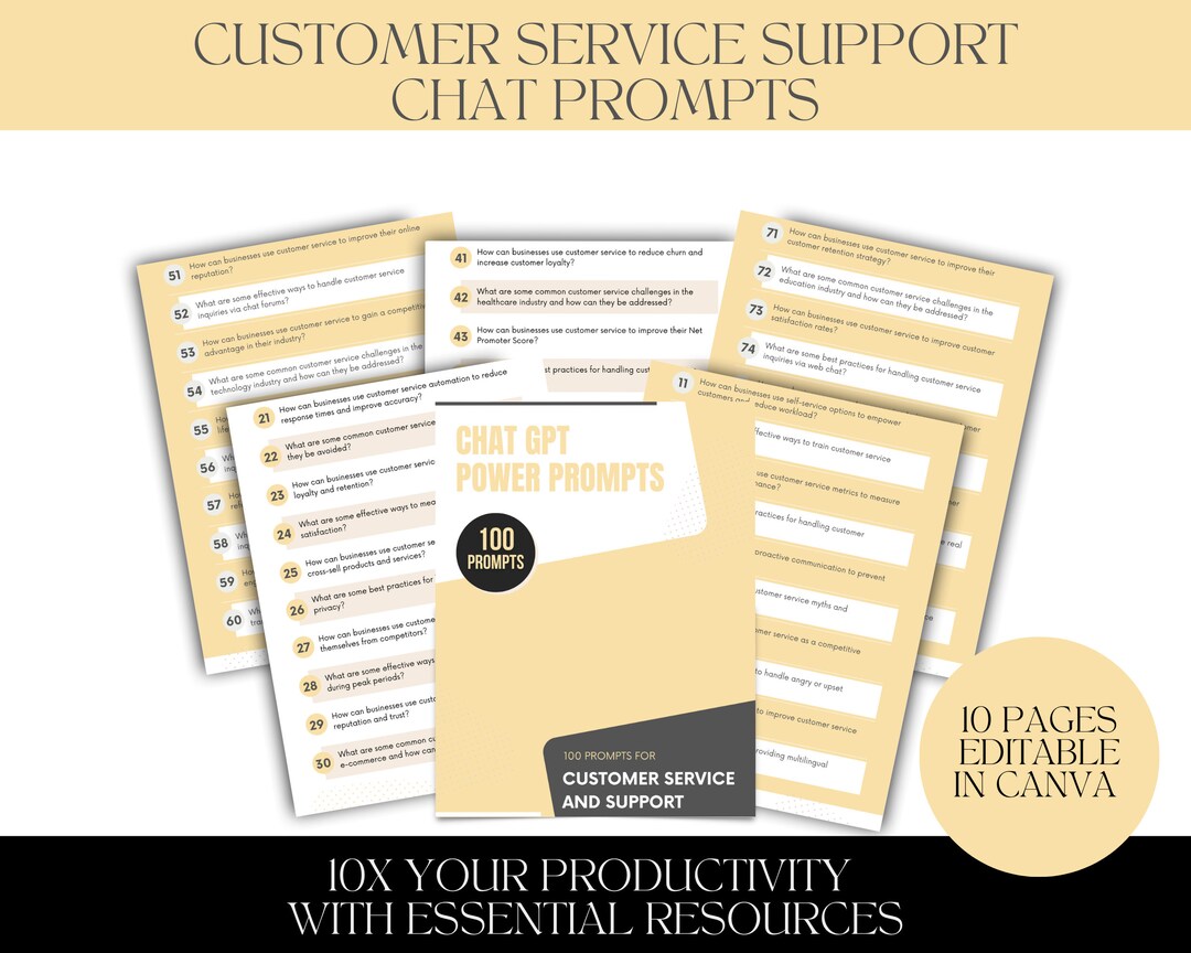 Elevate Your Customer Service & Support With 100 Chatgpt Power Prompts Editable PLR Product - Etsy