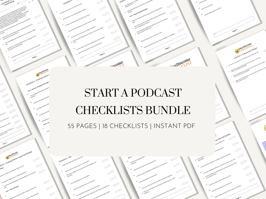X18 Start a Podcast Checklist Bundle 55 Pages Bundle PDF Instant ...