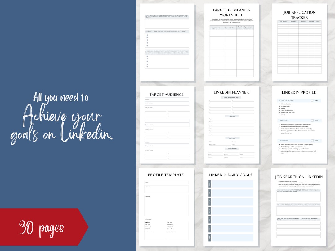 Linkedin Marketing Planner. Linkedin Strategy Worksheet 30 Pages PDF ...