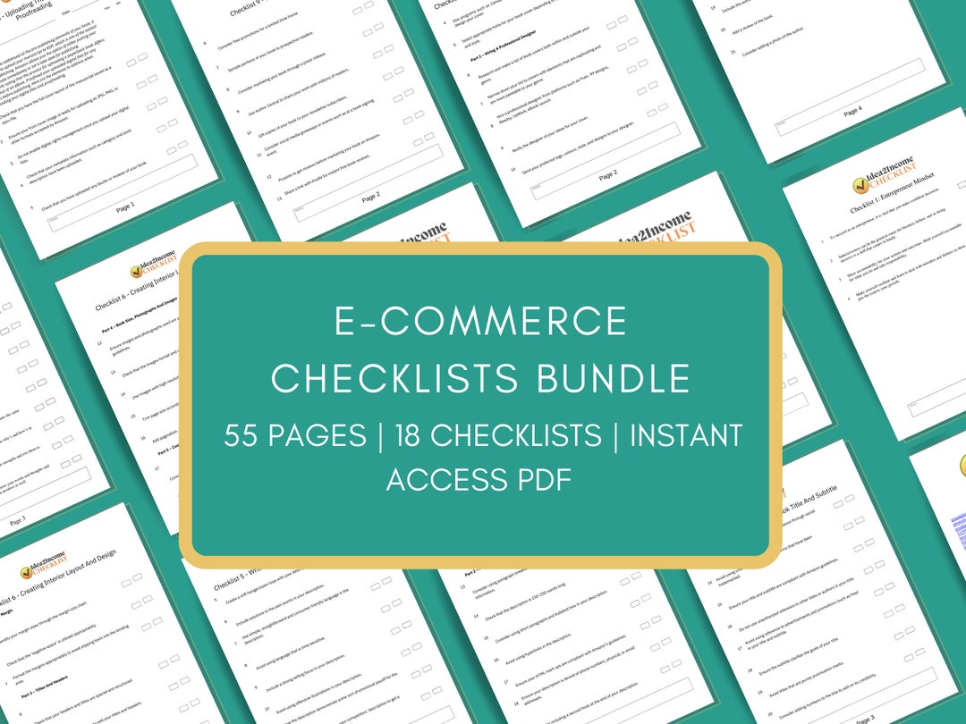 X18 Start an E-commerce Checklist Bundle 55 Pages Shopify, Woocommerce, Shipping Plus... - Etsy