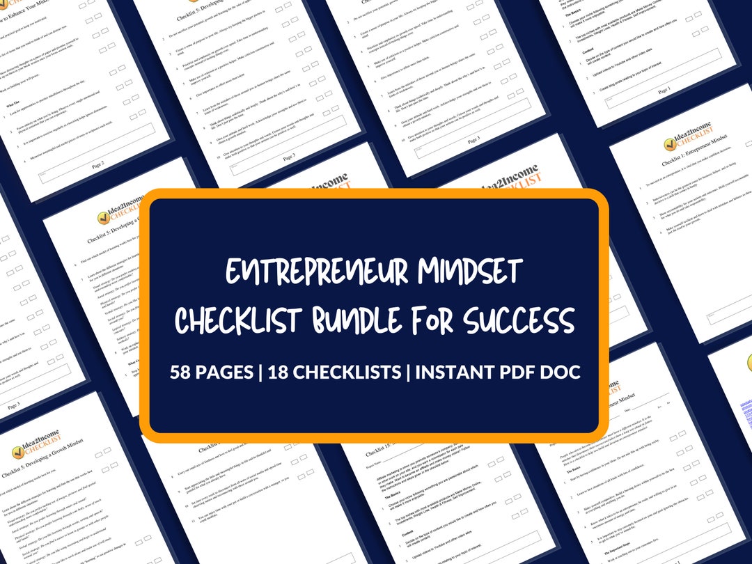 X18 Entrepreneur Mindset Checklist Bundle for Success Be - Etsy
