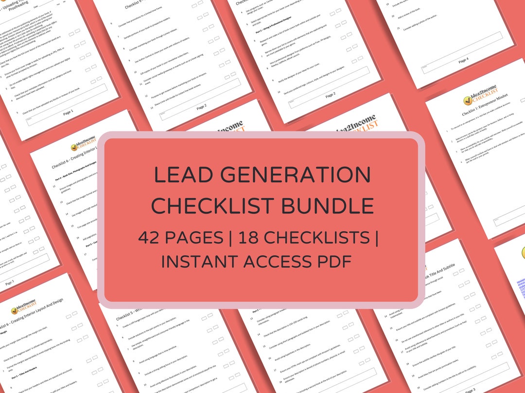 X18 Lead Generation Checklist Bundle 55 Pages Perfect for Coach ...