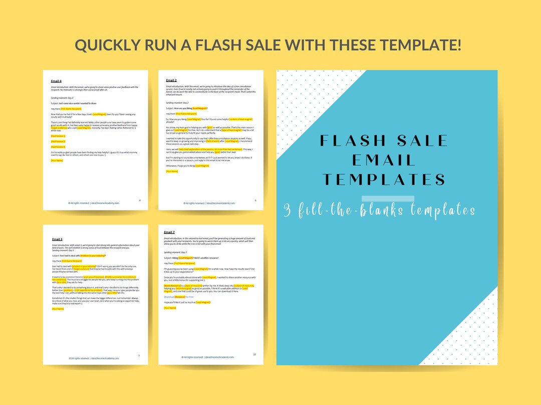 Flash Sale Email Sequence pre-written Email Templates X3 - Etsy