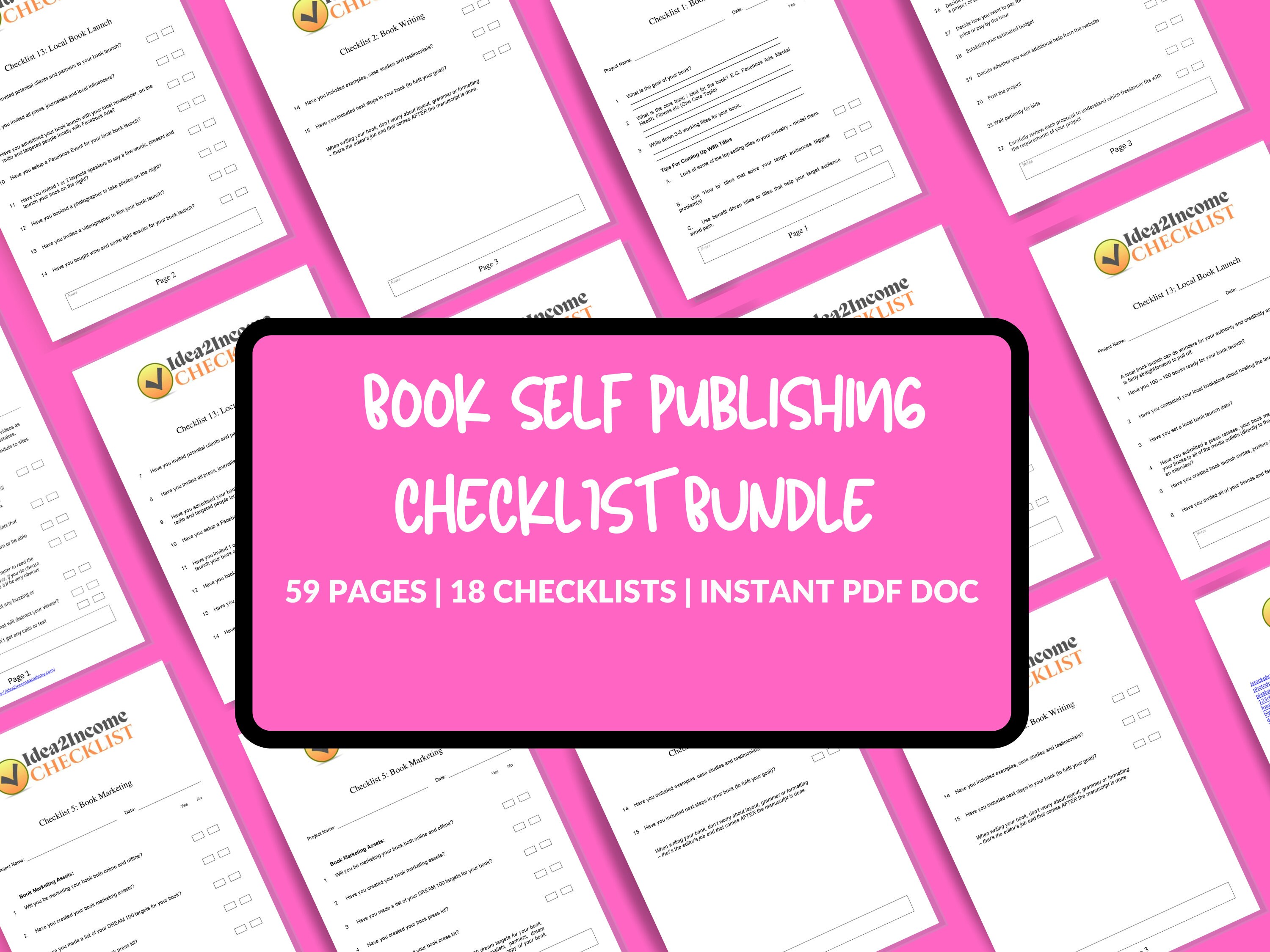 X18 Self-publishing Checklist Bundle 59 Pages To-do PDF - Etsy