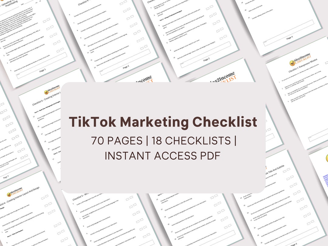 X 18 Tiktok Marketing Checklist 74 Pages Step-by-step, Create a ...