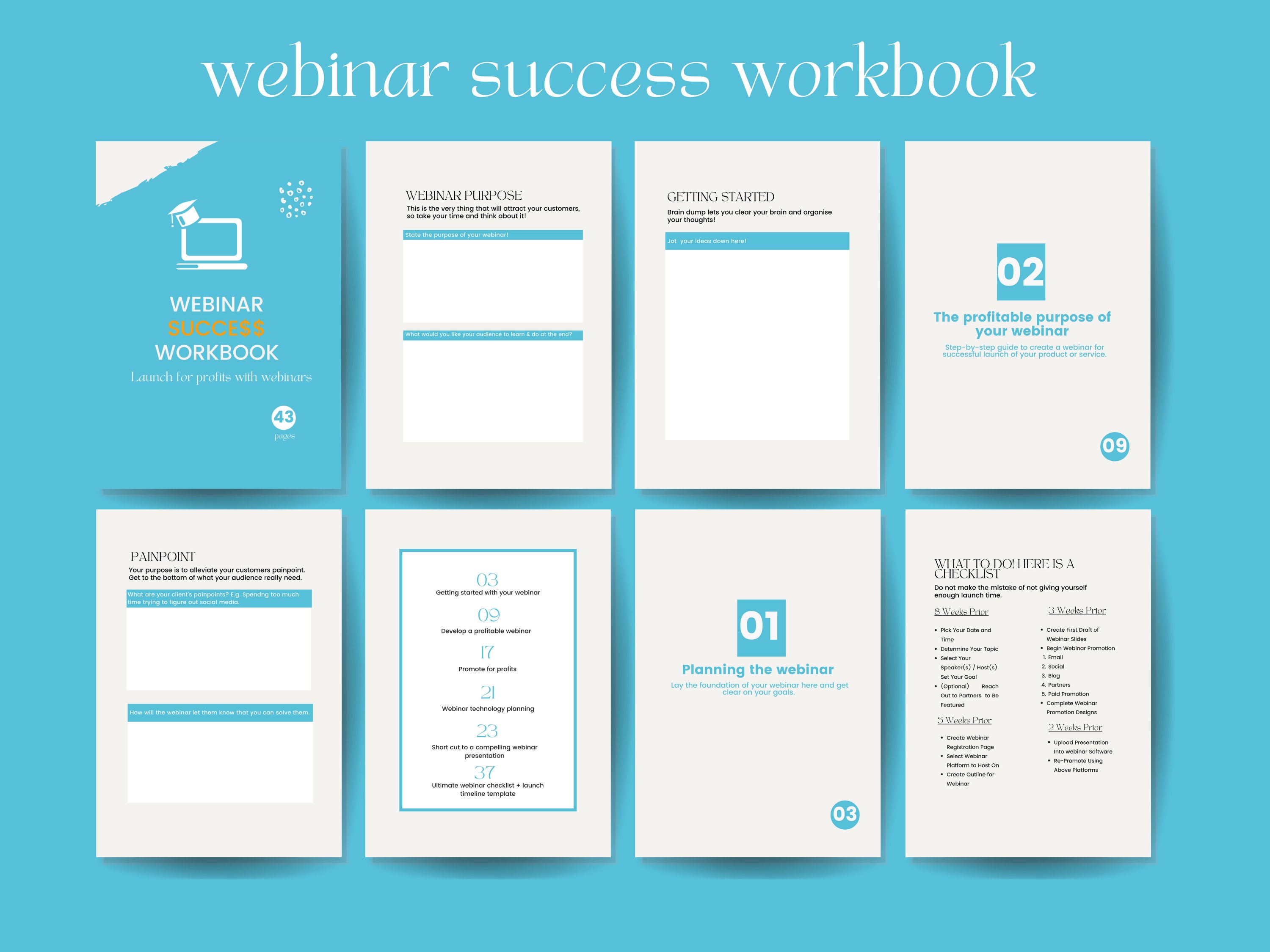 4 in 1 Webinar Planner Success Kit 43-page Workbook, 30-pre-filled ...