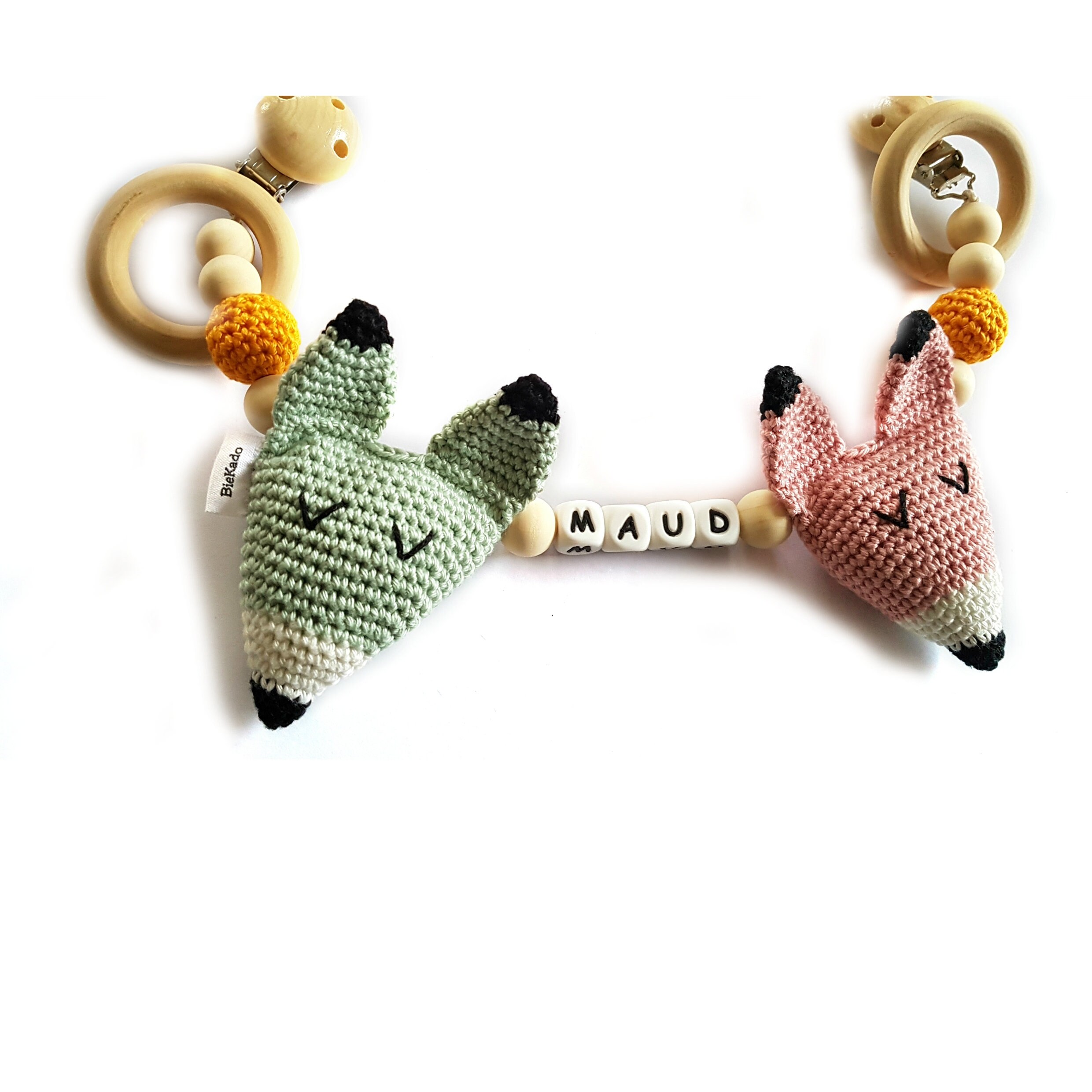 Stroller Toy With Name and Little Foxes Personal Baby Gift - Etsy