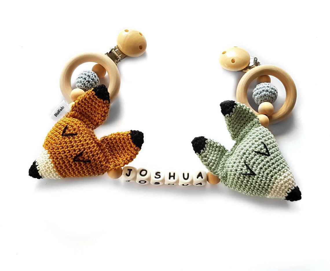 Stroller Toy With Name and Little Foxes Personal Baby Gift - Etsy
