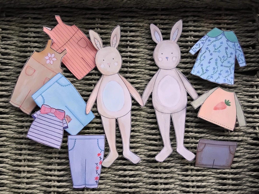 Printable Easter Bunny Paper Doll Kit for Preschoolers: Fun Spring ...