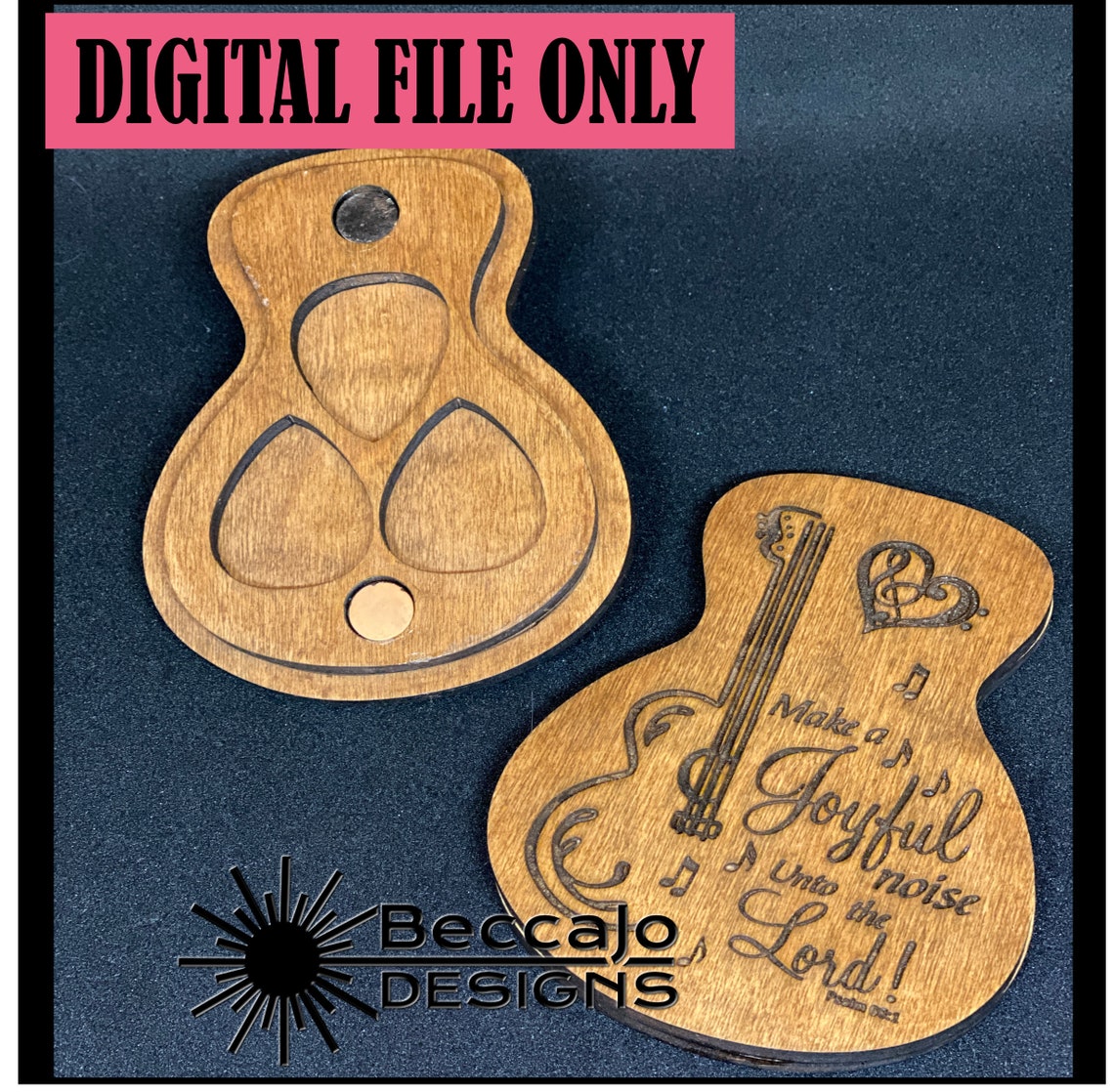 Guitar Pick Holder - Ai, Svg, Pdf, Cdr, Lbrn, Laser-ready Cut Files ...