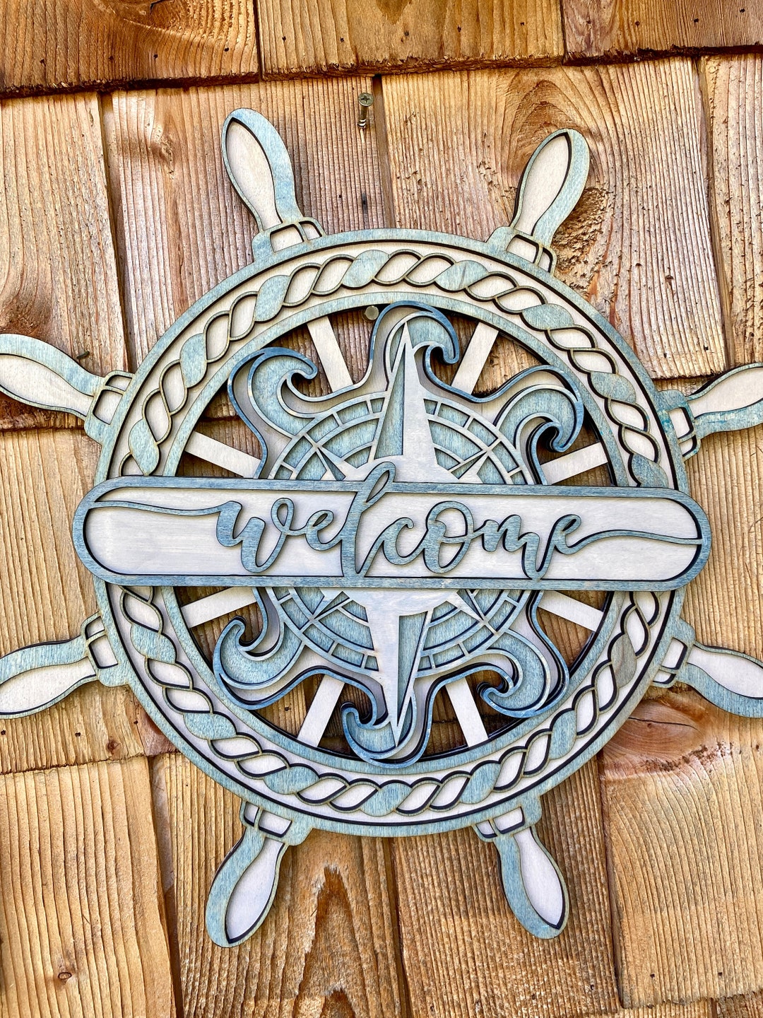 Captain Wheel Welcome Sign | Nautical Door Sign | Housewarming Sign - Etsy